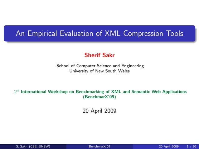 XML Compression Benchmark | PDF