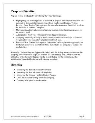 Utilization of Bench resources | DOC