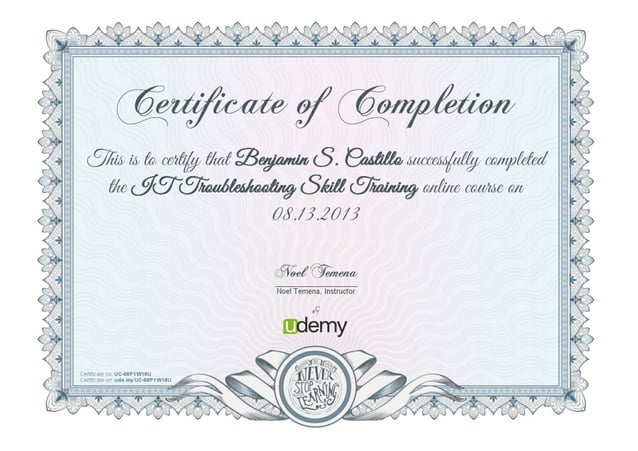 Ben c udemy_it troubleshooting certificate | PDF