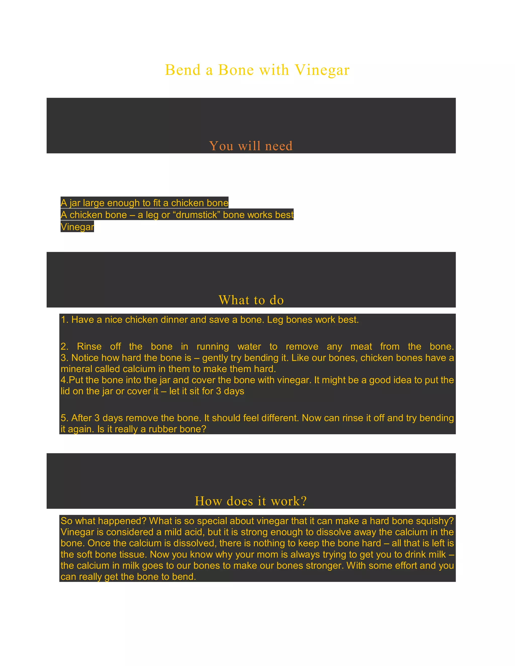 Bend a bone with vinegar | PDF