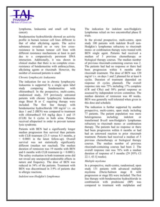 Bendamustine HCl for Injection Taj Pharma SmPC | PDF