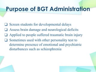 Bender Gestalt Test (BGT).pptx.pdf.................. | PDF