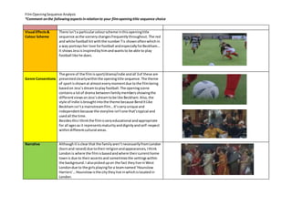 Bend it like beckham film opening sequence analysis report sheet | DOCX ...