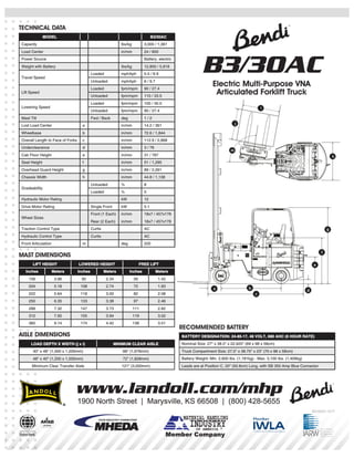 Bendi VNA Model B3-30AC Brochure Maximize Your Space Utilization | PDF