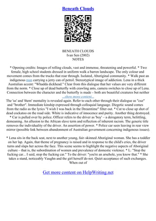Beneath Clouds Essay | PDF