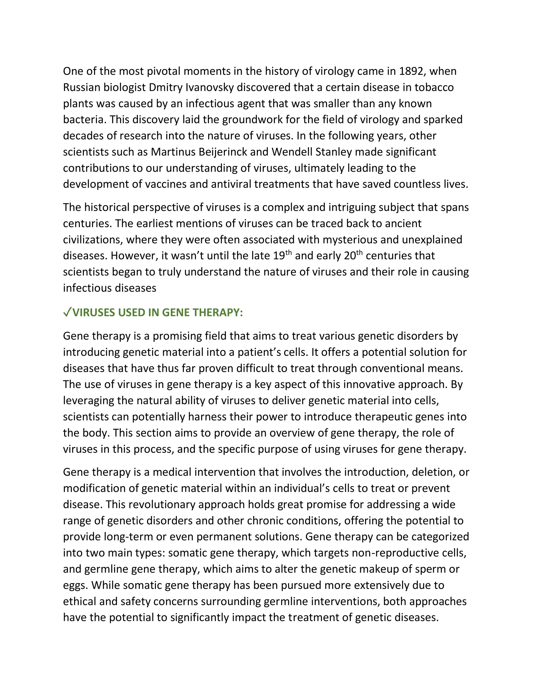 Beneficial role of viruses. Notes in pdf | PDF