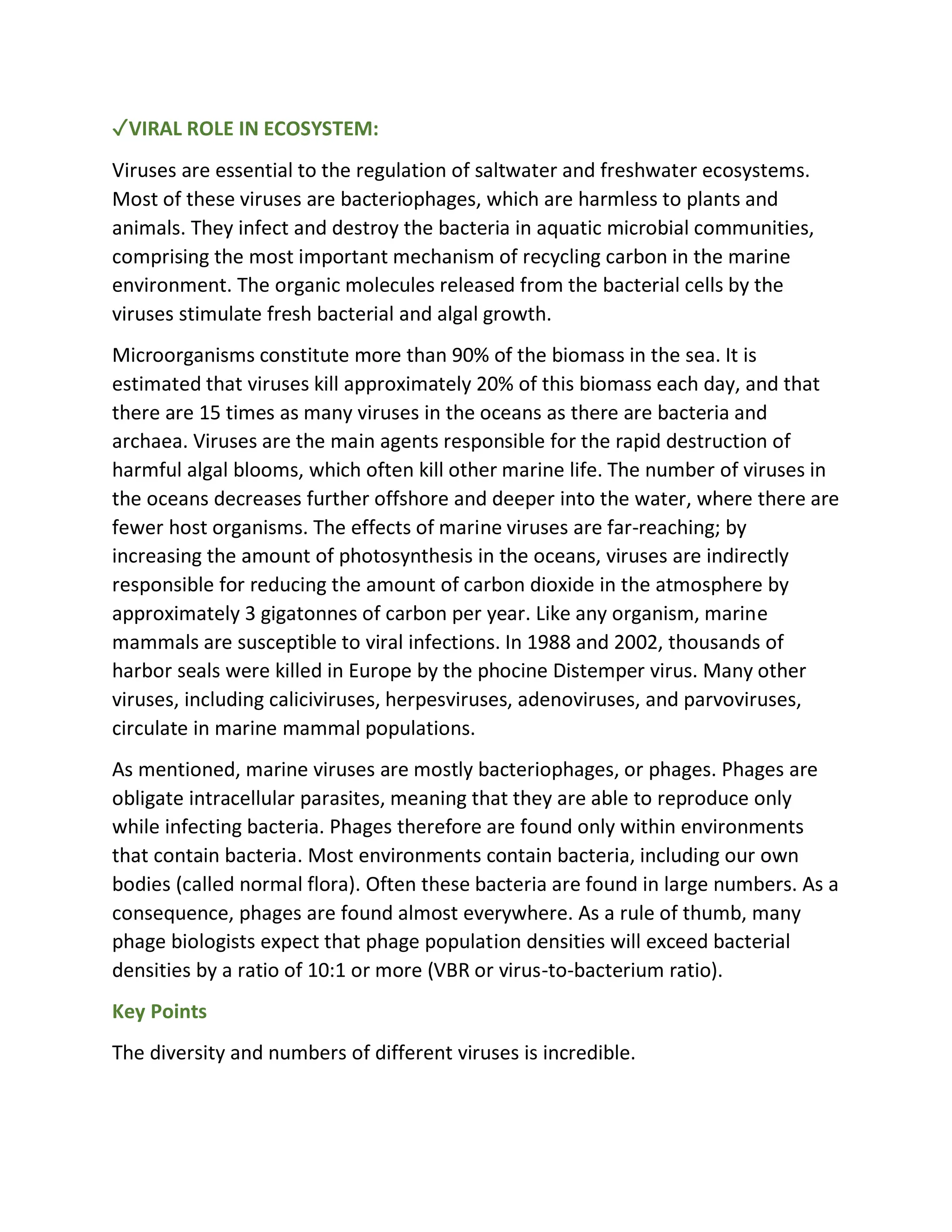 Beneficial role of viruses. Notes in pdf | PDF