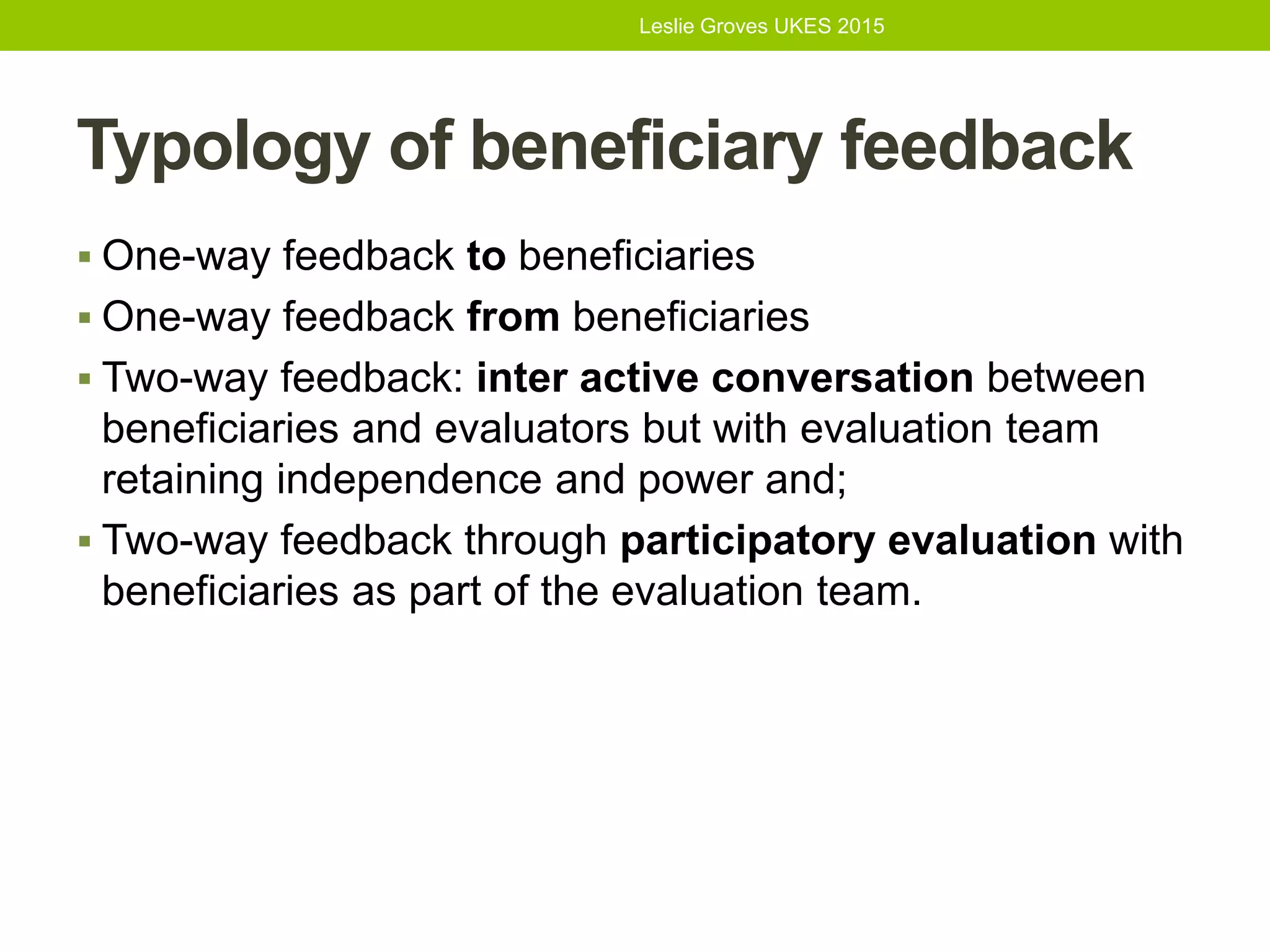 Beneficiary feedback in evaluation ukes methods workshop | PPTX