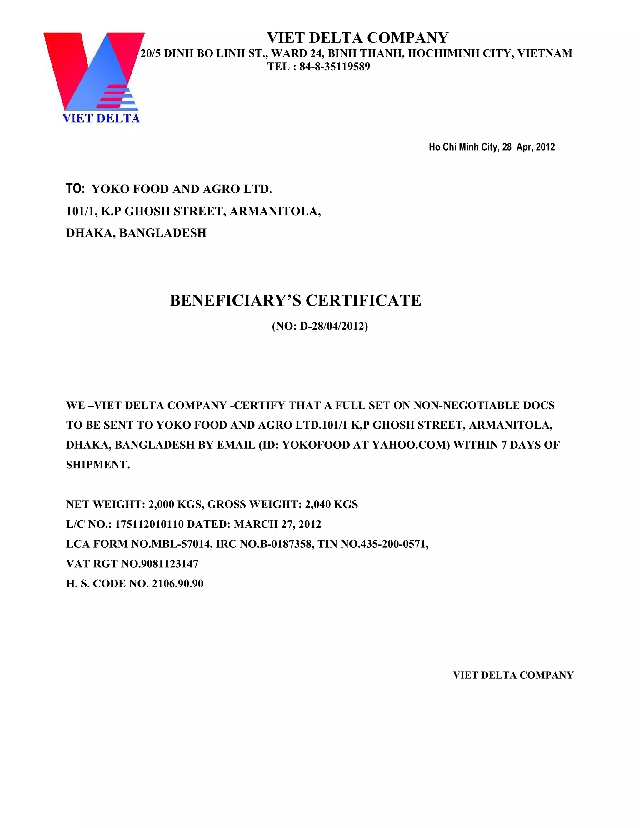 Beneficiary's cert 3 bld | DOC
