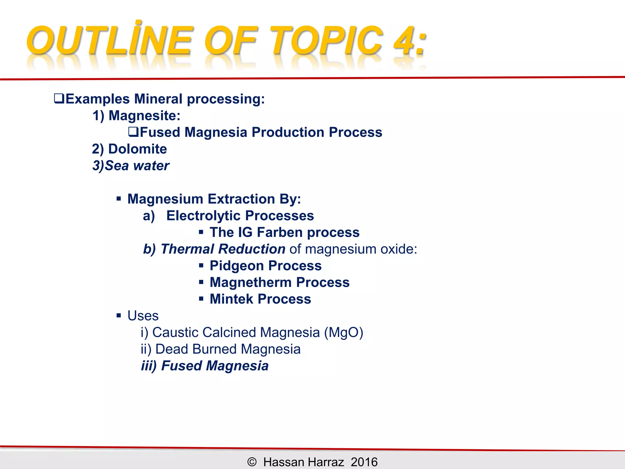 Beneficiation and mineral processing of magnesium minerals | PDF