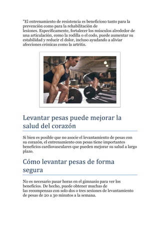 Beneficios de hacer ejercicios con pesas en la salud | PDF