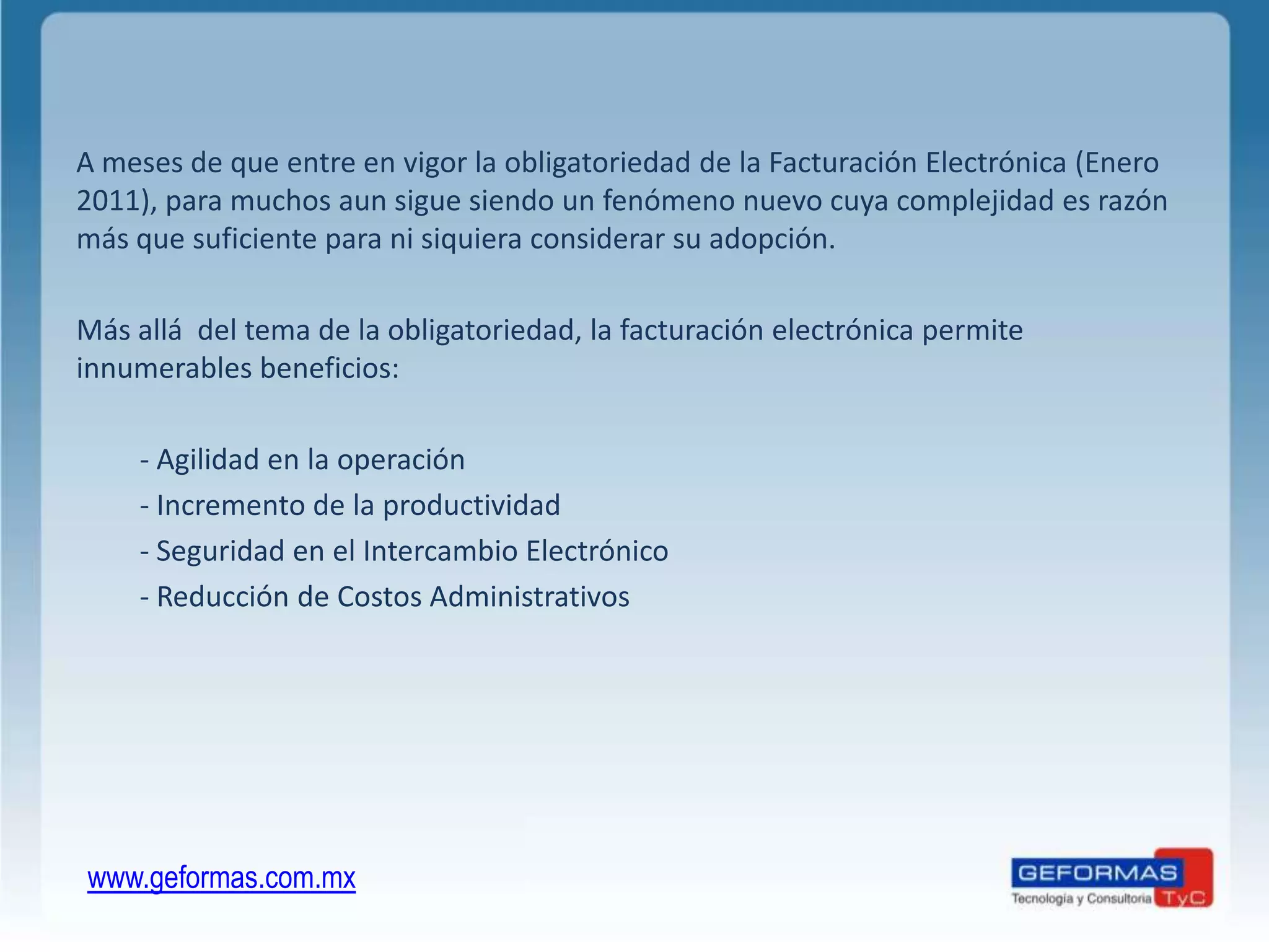 Beneficios de la facturación electrónica | PPT