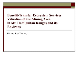 Benefit transfer ecosystem services valuation of the mining area | PPT