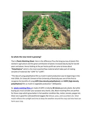 benefit and usage of mulch films | PPTX