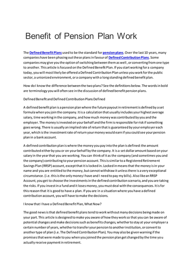Benefit of pension plan work | DOCX