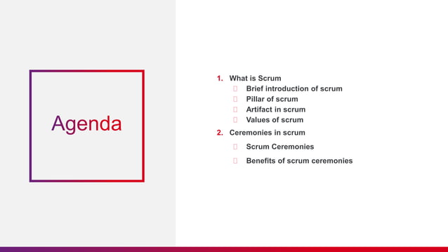 Benefit of scrum ceremonies presentation | PPT