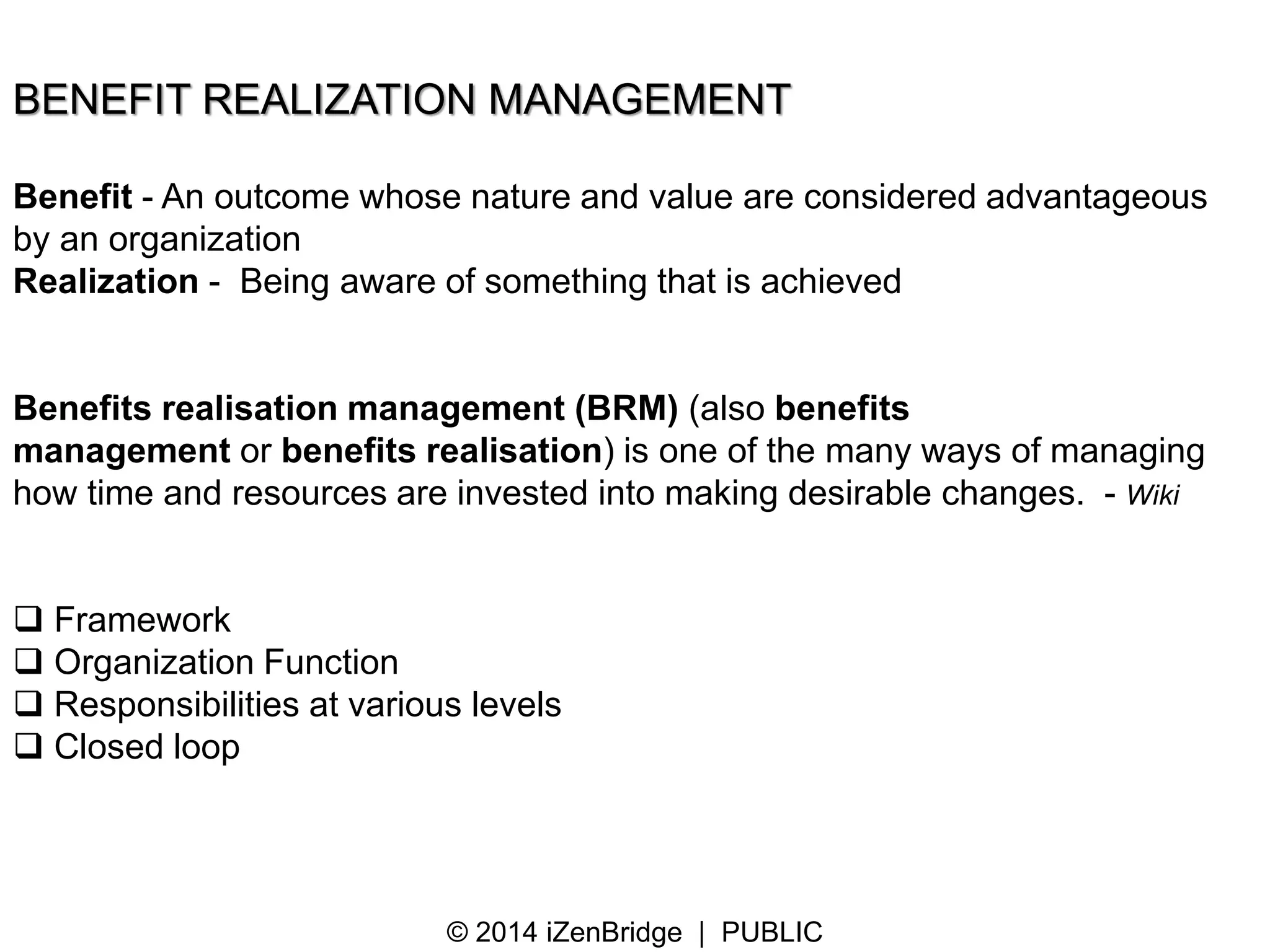 Benefit Realization Management iZenBridge | PDF