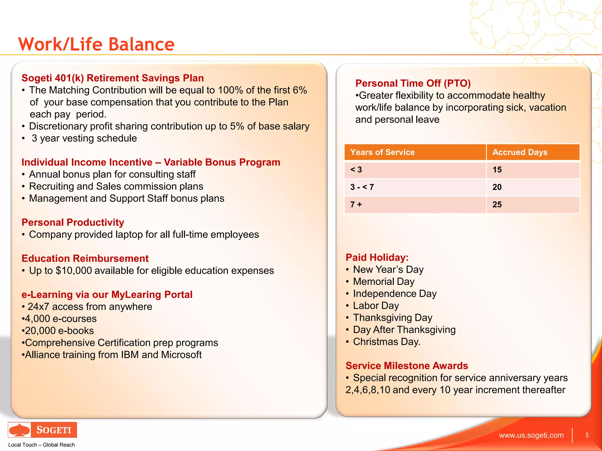 Sogeti USA 2013 Benefits at a Glance | PPT