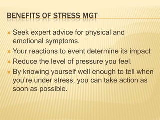 Benefits Of Stress Management | PPTX