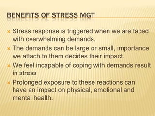 Benefits Of Stress Management | PPTX
