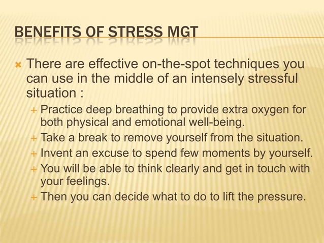Benefits Of Stress Management | PPTX