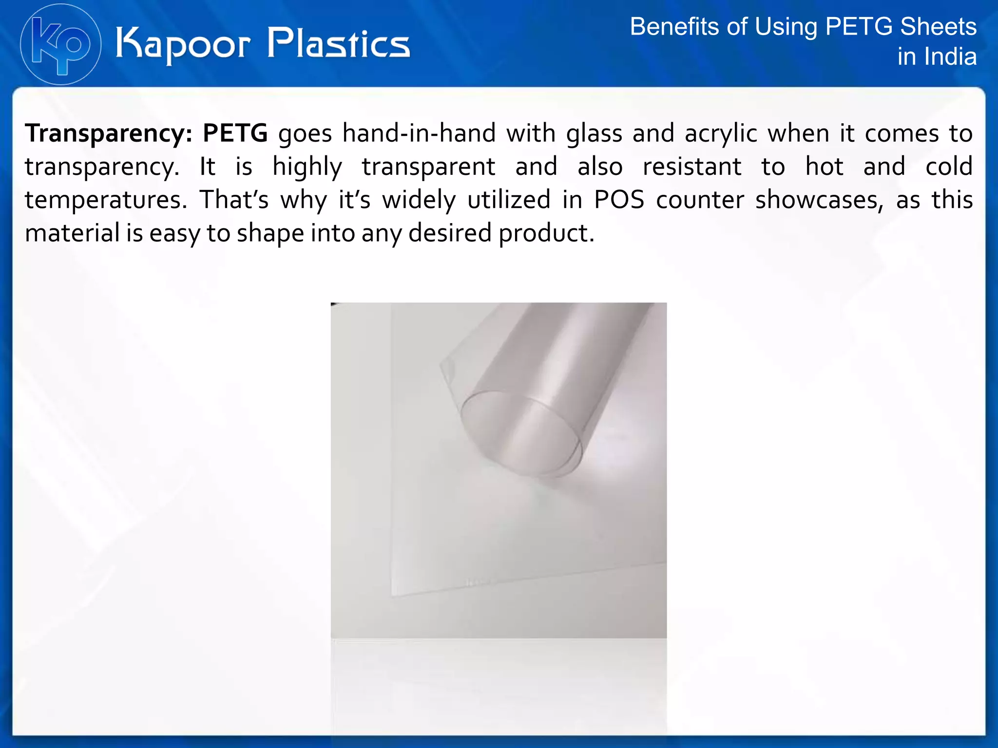 Benefits of Using PETG Sheets in India | PPT