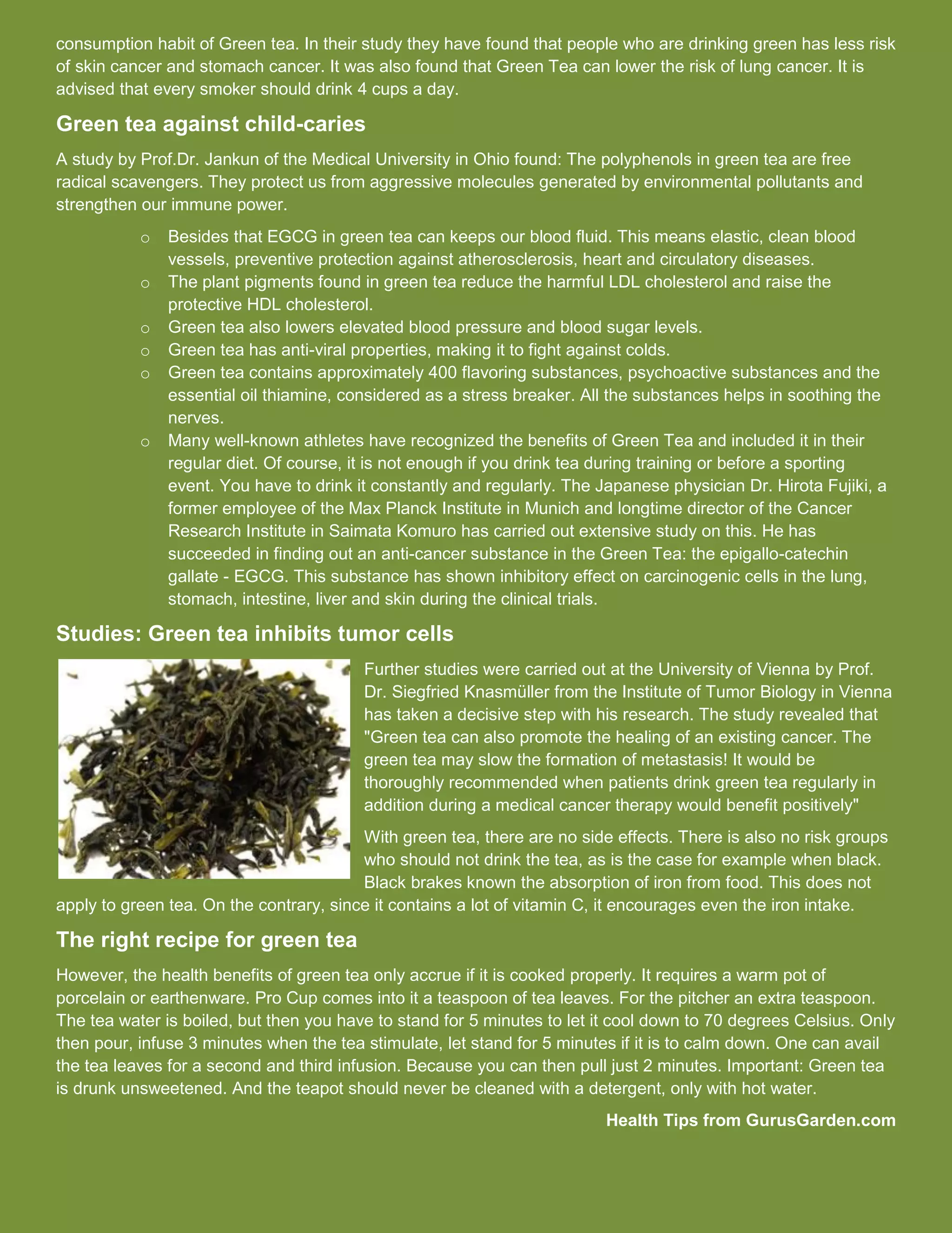 Benefits of Green Tea | PDF