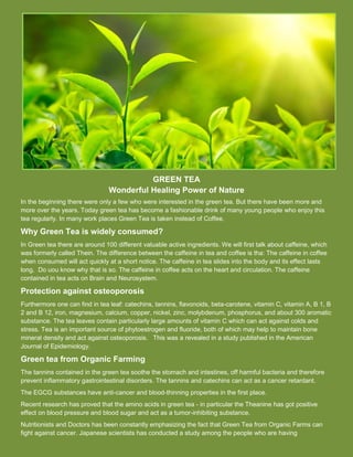 Benefits of Green Tea | PDF