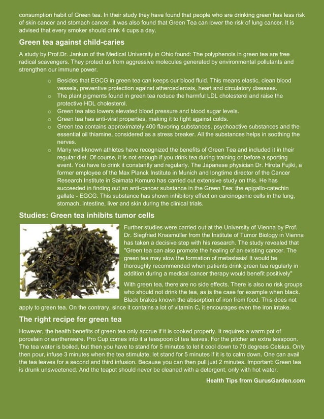 Benefits of Green Tea | PDF | Herbs and Supplements | Alternative Medicine