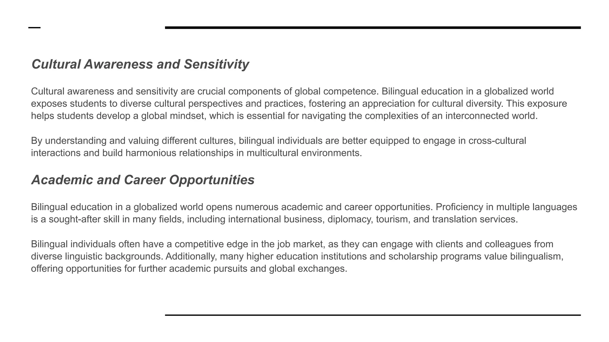 Benefits and Challenges of Bilingual Education in a Globalized World | PDF