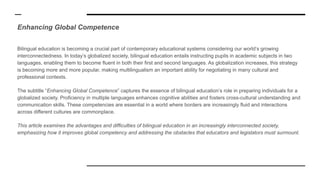 Benefits and Challenges of Bilingual Education in a Globalized World ...
