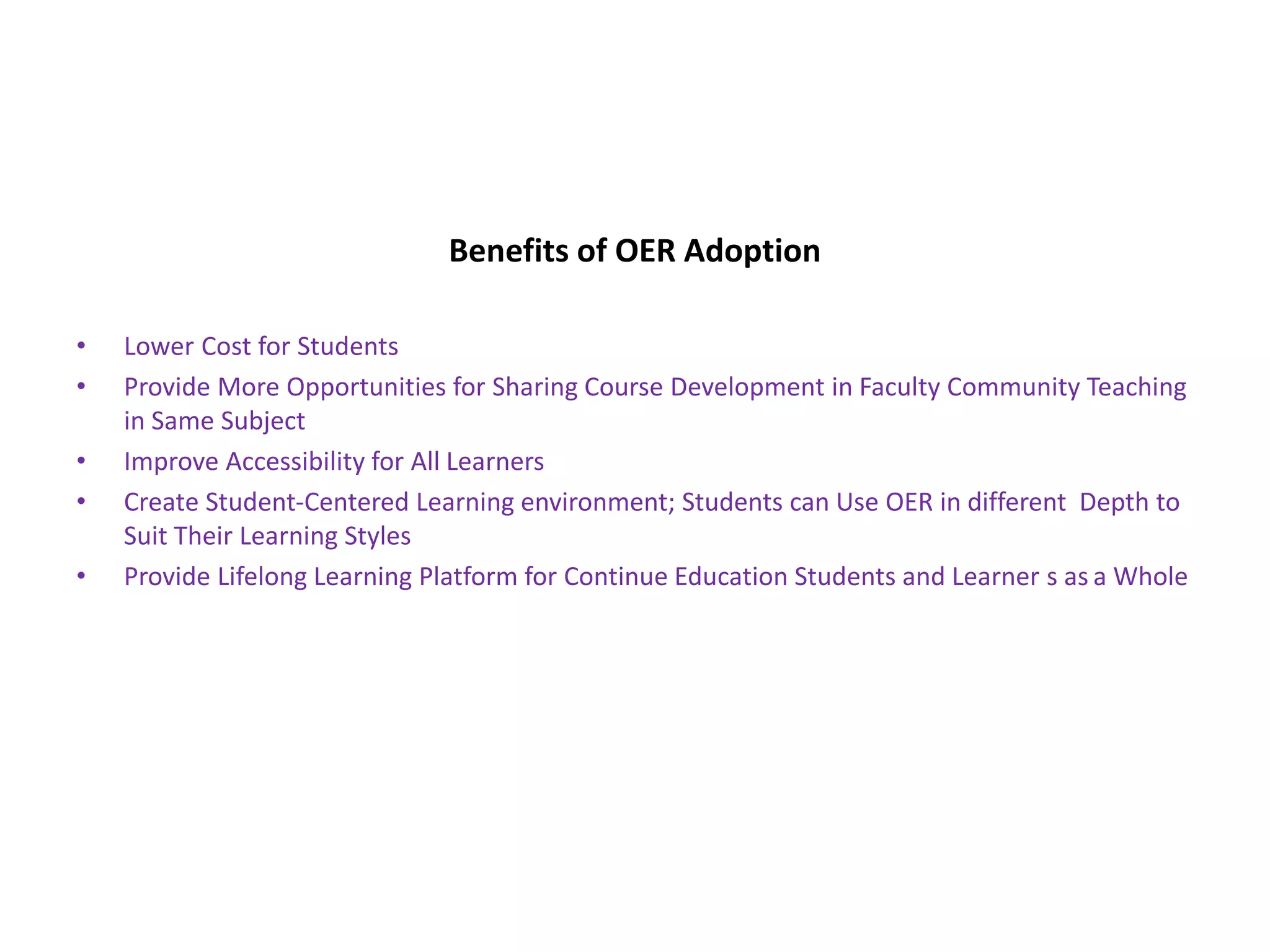 Benefits and challenges of oer | PPTX