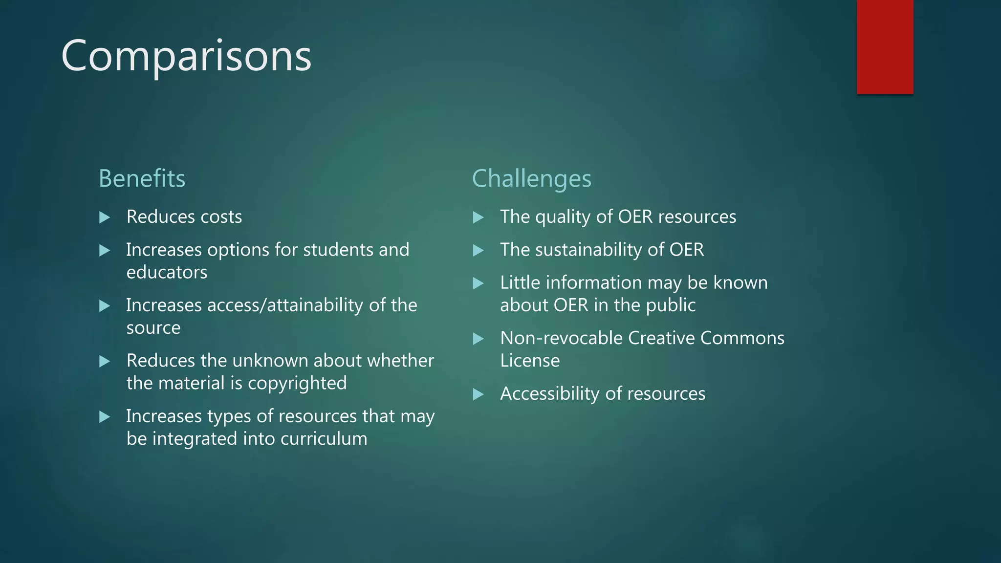 Benefits and challenges of OER: An Overview | PPT