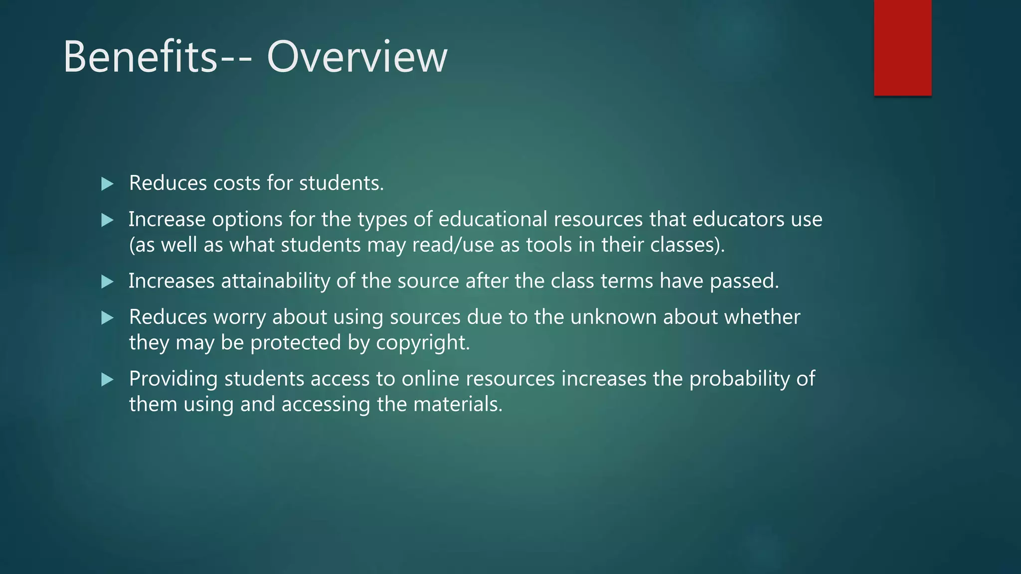 Benefits and challenges of OER: An Overview | PPT