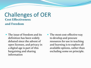 Benefits and challenges of OER 2014 | PPTX