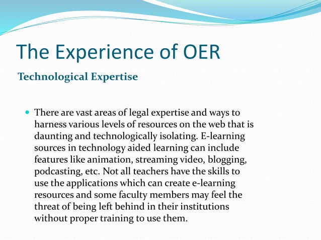 Benefits and challenges of OER 2014 | PPTX