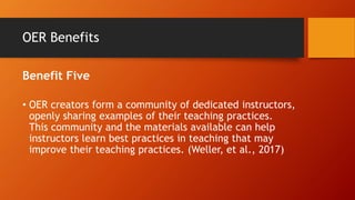 Benefits and Challenges of Open Educational Resources CMeier | PPT
