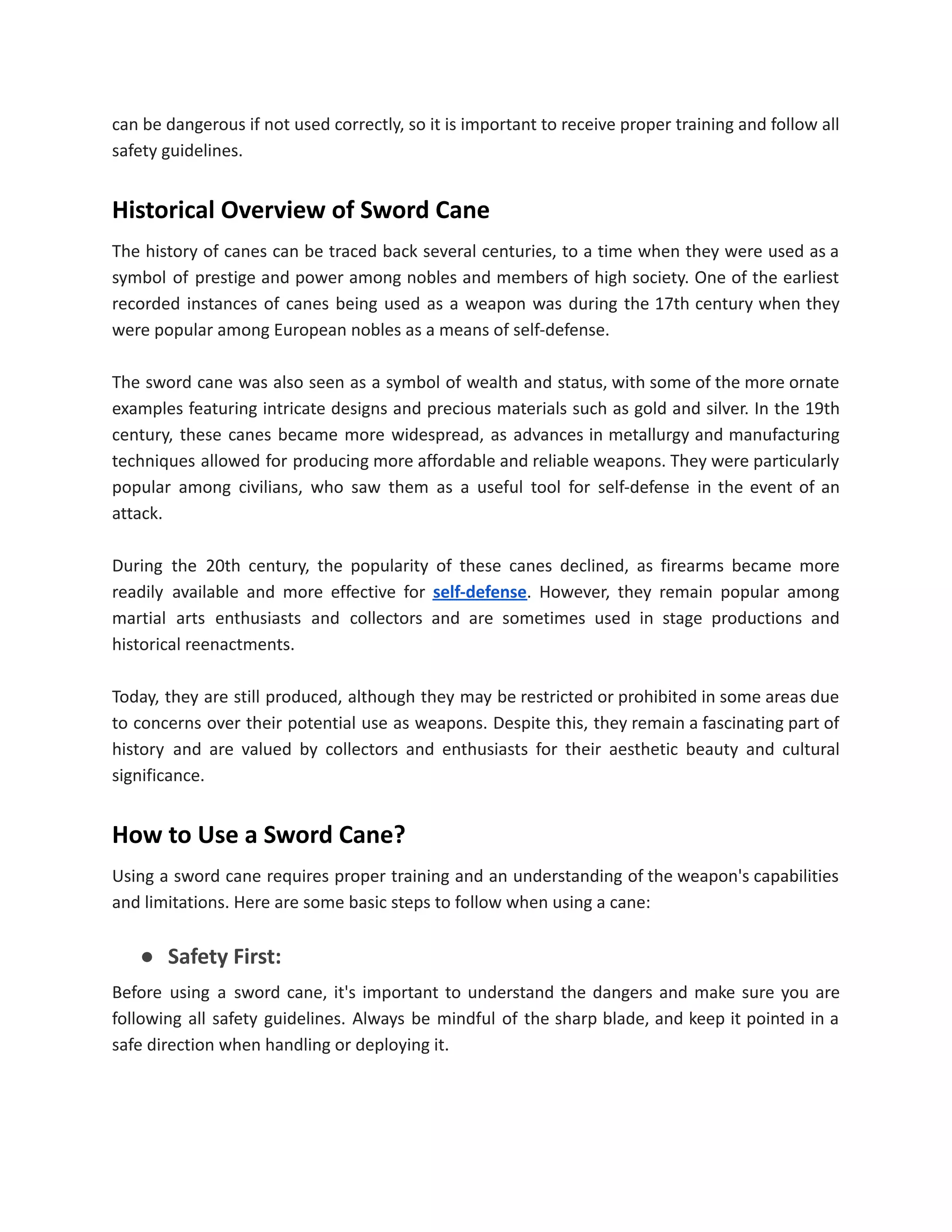 Benefits and Drawbacks of A Sword Cane | PDF