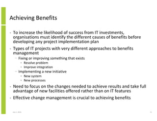 Benefits Identification, Assessment, Validation and Realisation for ...