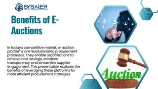 Benefits of e- auction software in Procurement | Sysaler | PDF