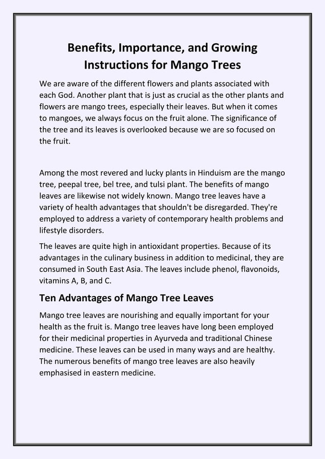 Benefits, Importance, and Growing Instructions for Mango Trees.pdf