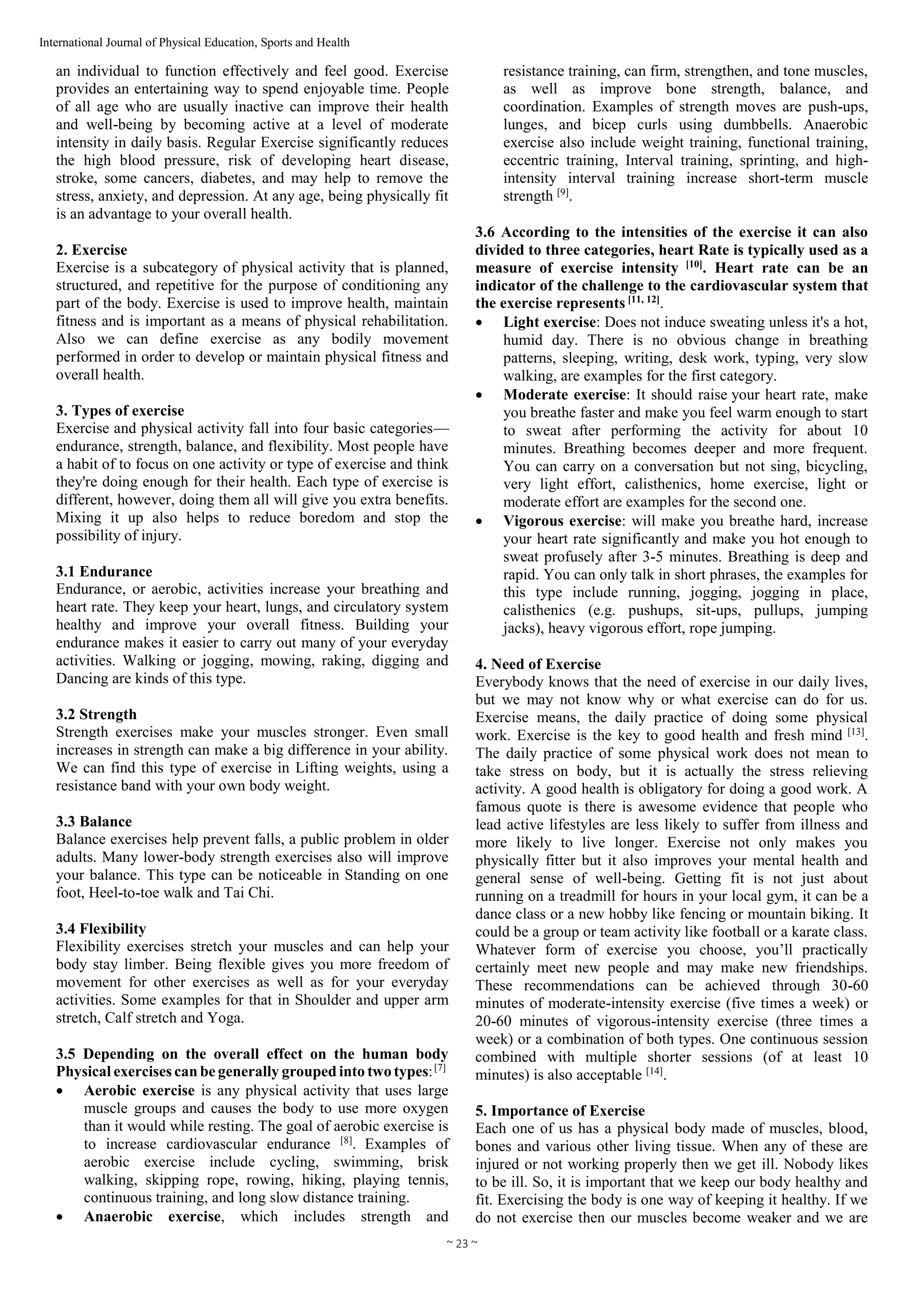 Benefits, need and importance of daily exercise. | PDF