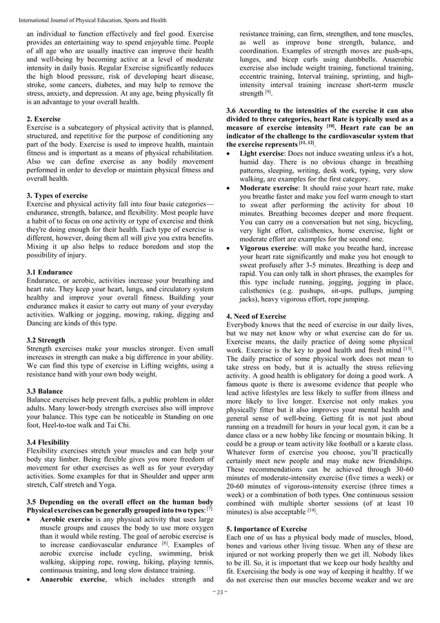 Benefits, need and importance of daily exercise. | PDF