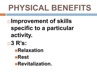 Benefits of active recreational activities & sports | PPTX