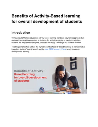 Benefits of Activity-Based learning for overall development of students ...