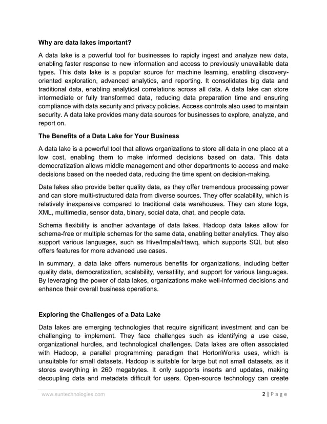 Benefits of a data lake | PDF