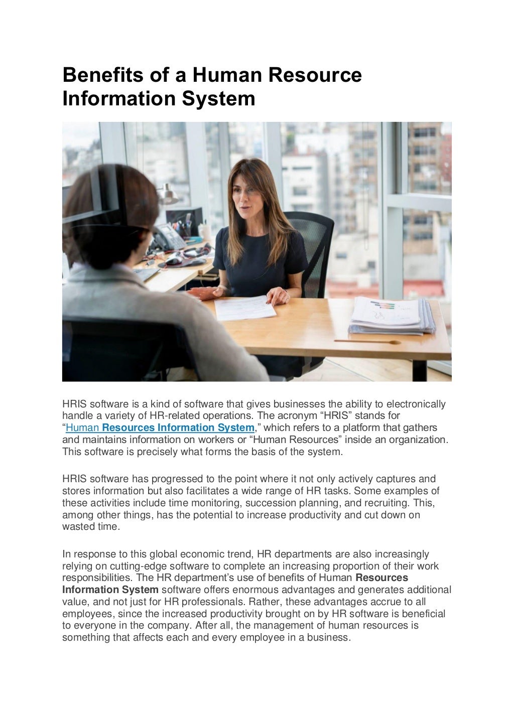 Benefits of a Human Resource Information System | PDF