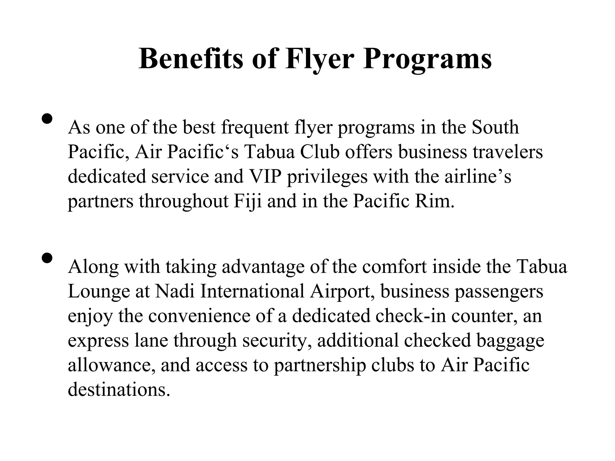 Benefits of air pacifics tabua club | PPT