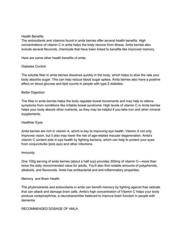 Benefits of amla | PDF