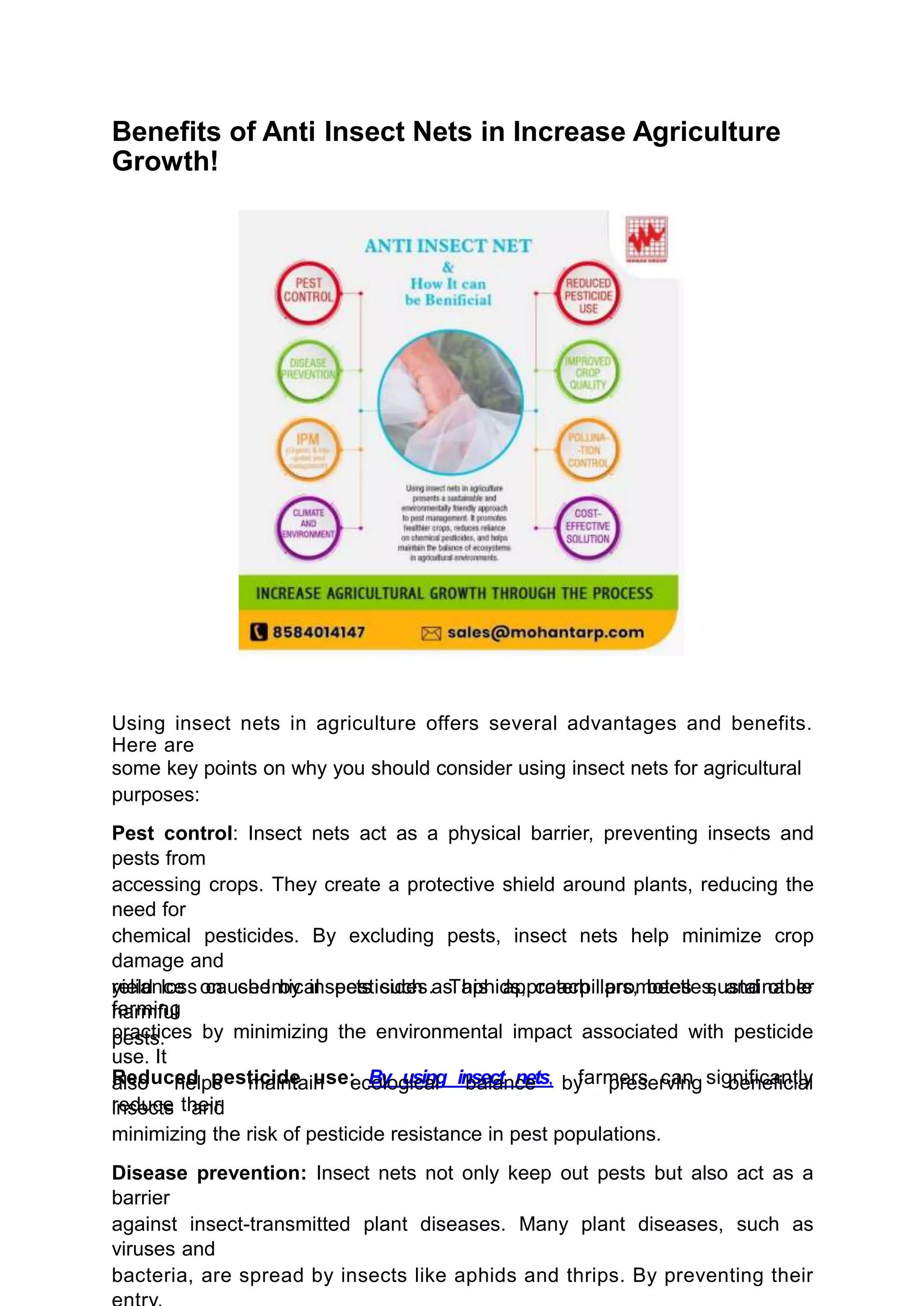 Benefits of Anti Insect Nets in Increase Agriculture Growth | PPTX